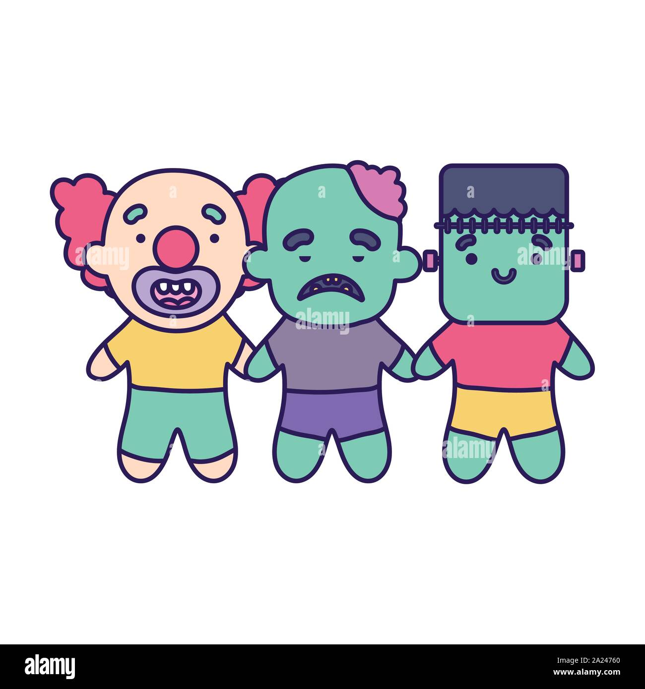 boys clown zombie frankenstein costume trick or treat happy halloween ...