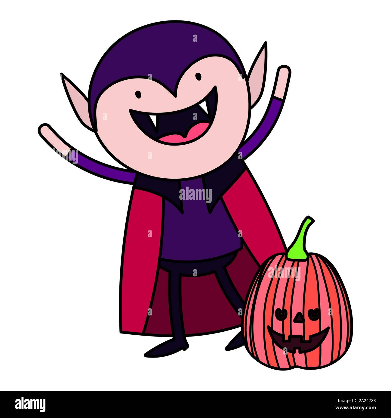 dracula cartoon with pumpkin trick or treat happy halloween vector ...
