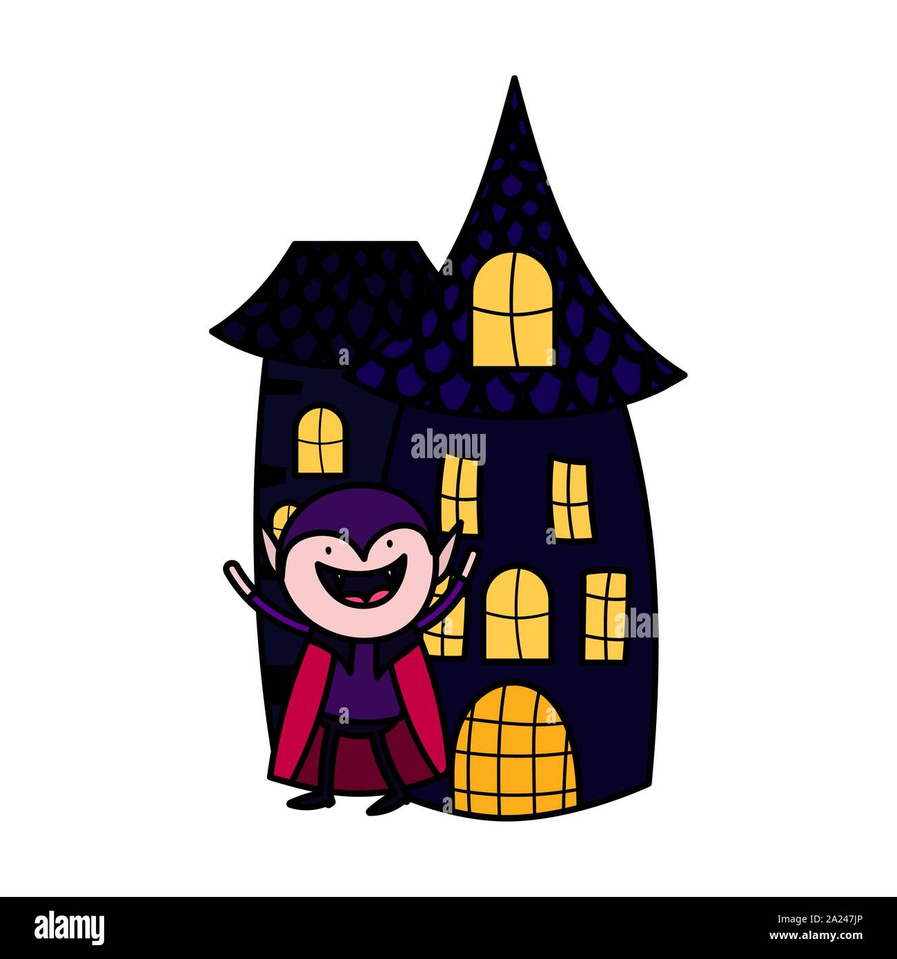 dracula cartoon castle trick or treat happy halloween vector ...