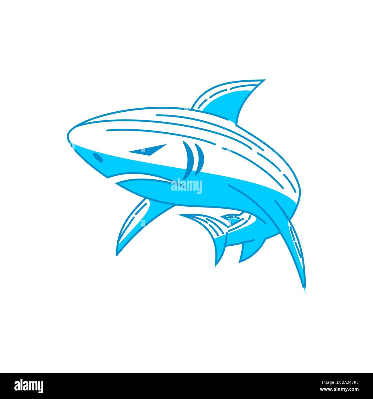 Shark Power logo design vector Outline isolated concept template Stock ...