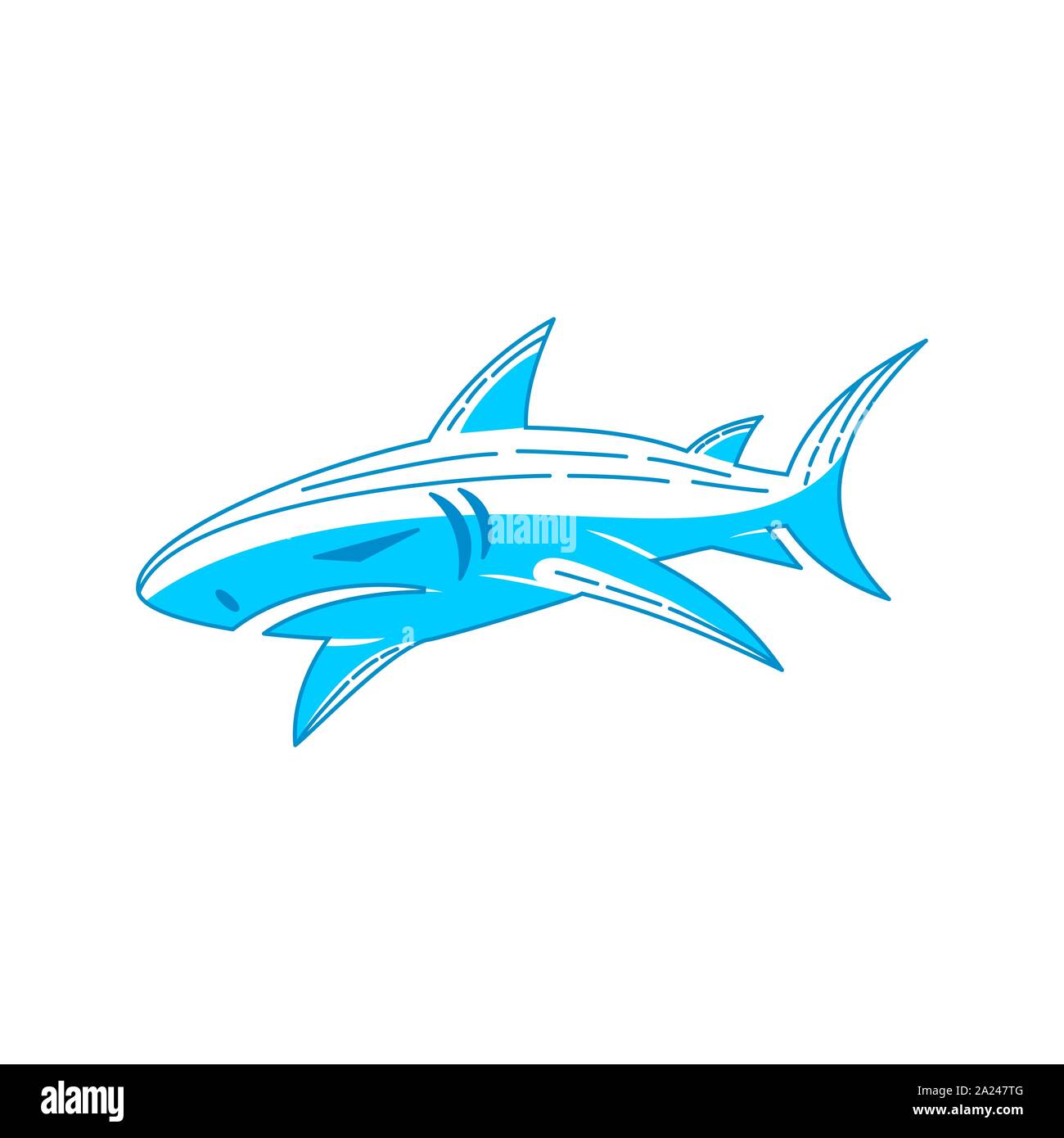 Shark logo design vector Label Outline isolated illustration Stock ...