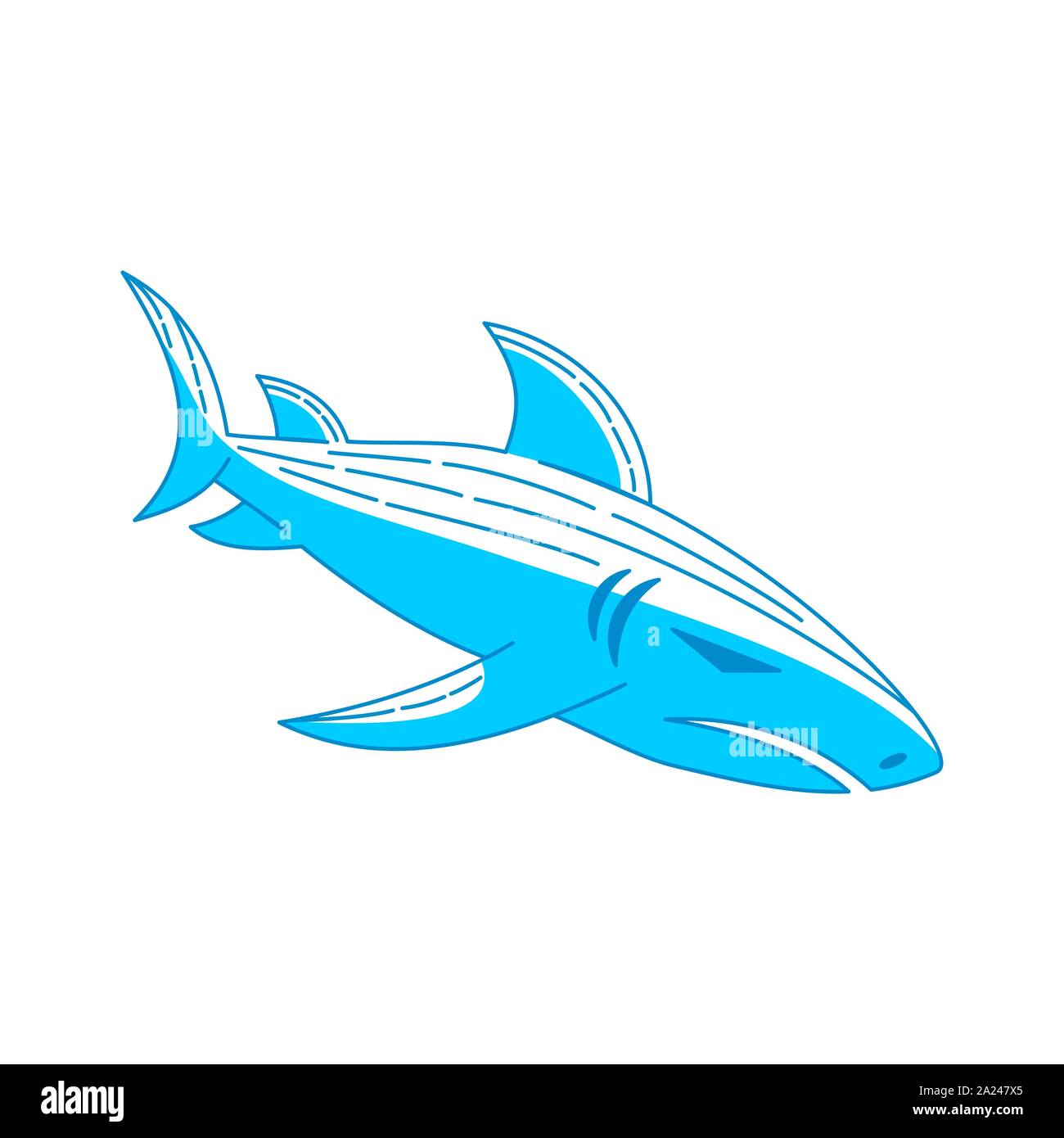 Shark Blue logo design vector Outline isolated illustration Stock ...