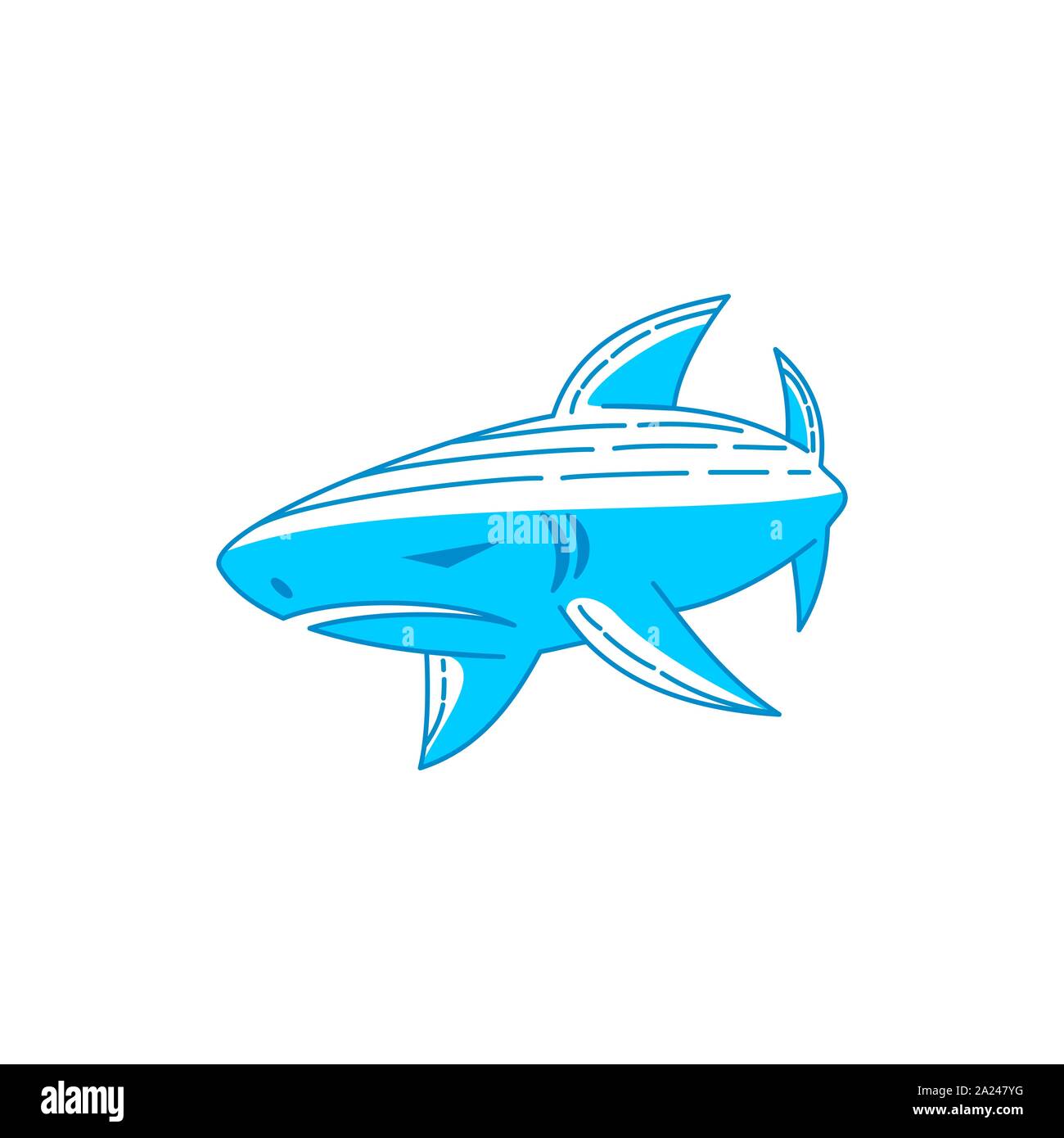 Shark logo design vector Outline editable illustration template Stock ...
