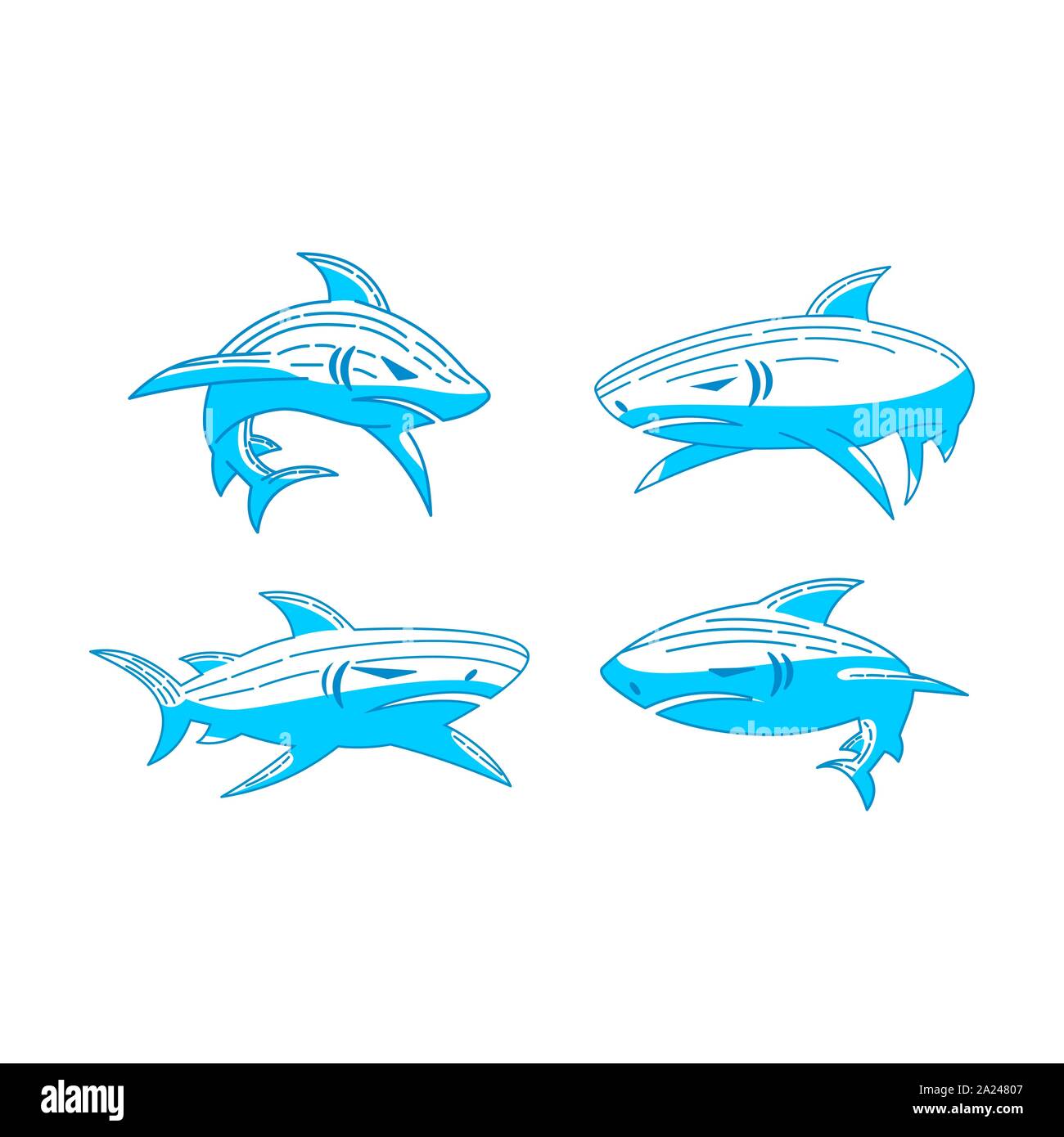 Shark logo Fauna vector Outline illustration concept template Stock ...