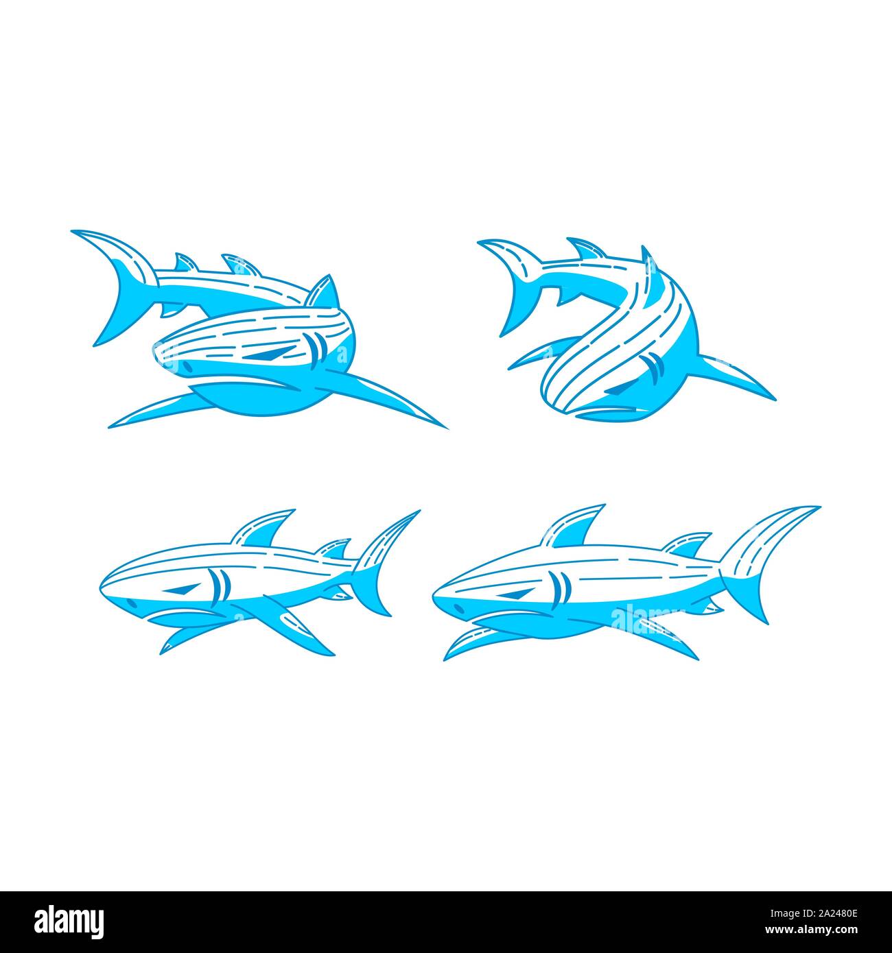 Shark logo Identity design vector Outline set concept template Stock ...