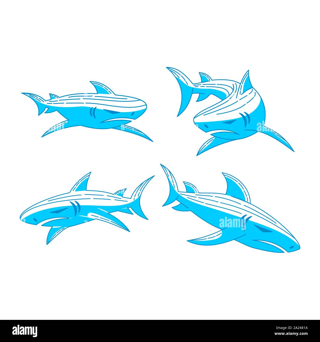 Shark logo Mascot design Outline set illustration template Stock Vector ...