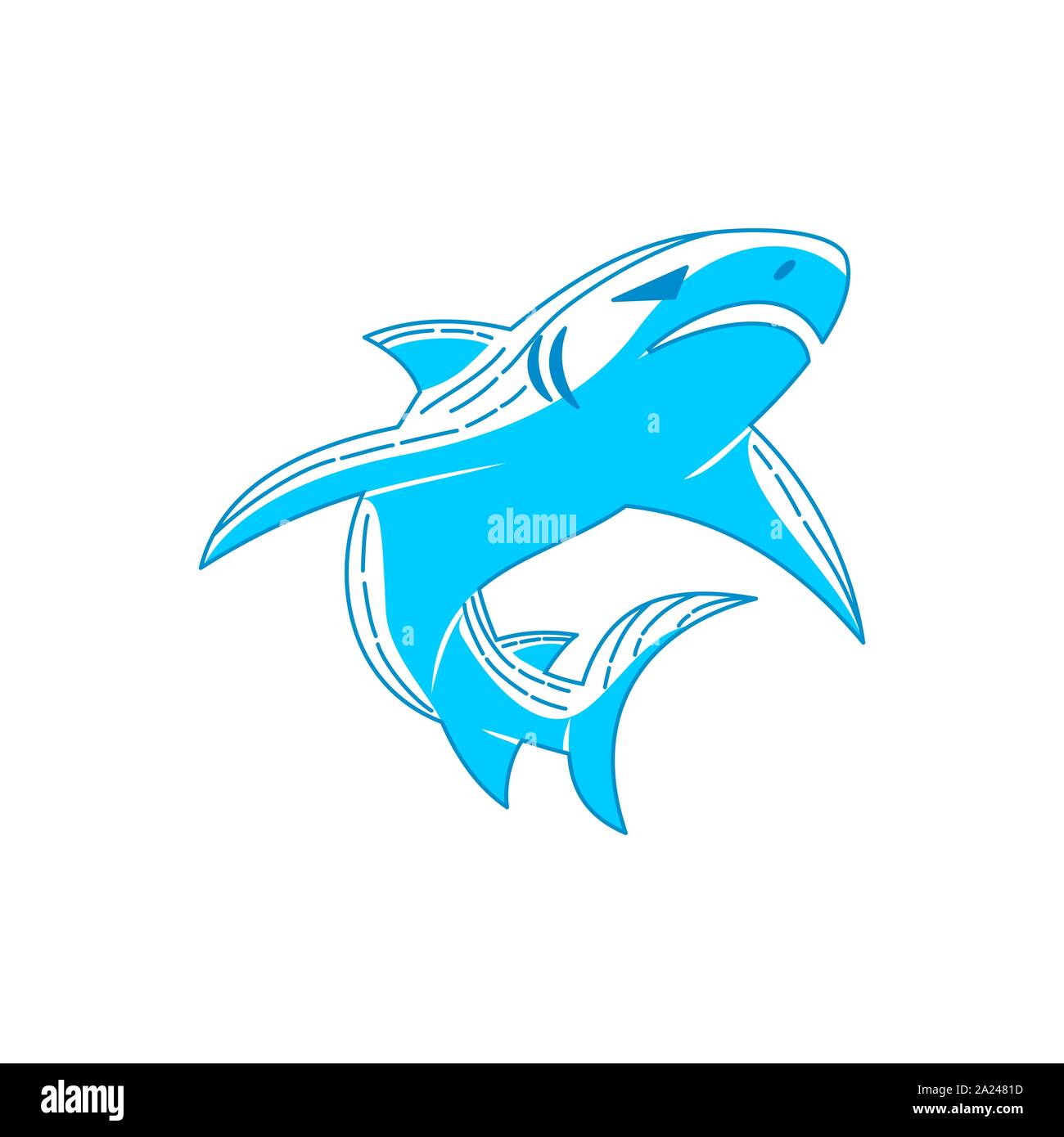 Shark emblem logo vector Outline isolated illustration template Stock ...