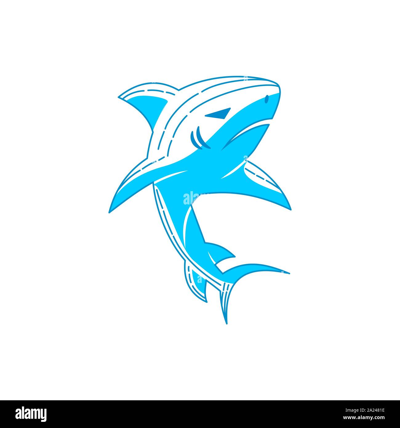 Shark logo design Outline illustration concept template Stock Vector ...