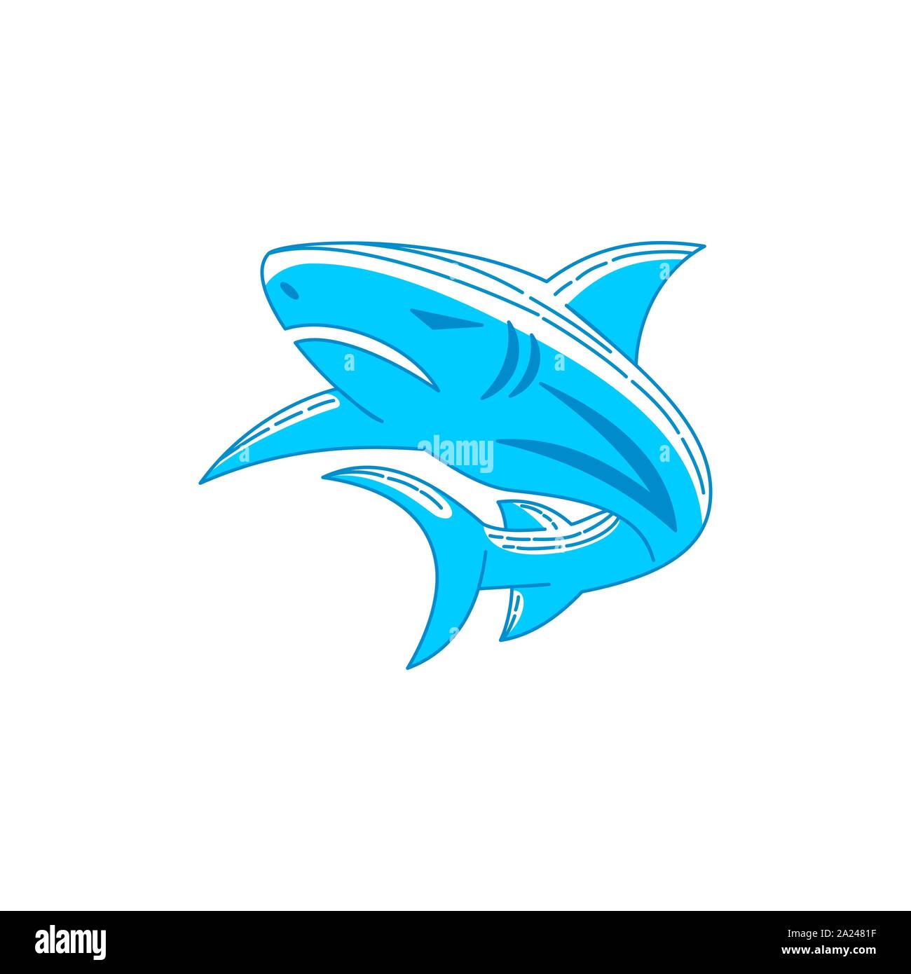 Shark Template logo design Outline isolated illustration Stock Vector ...