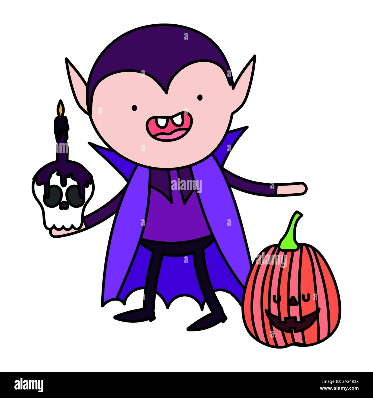 dracula pumpkin and skull candle trick or treat happy halloween vector ...