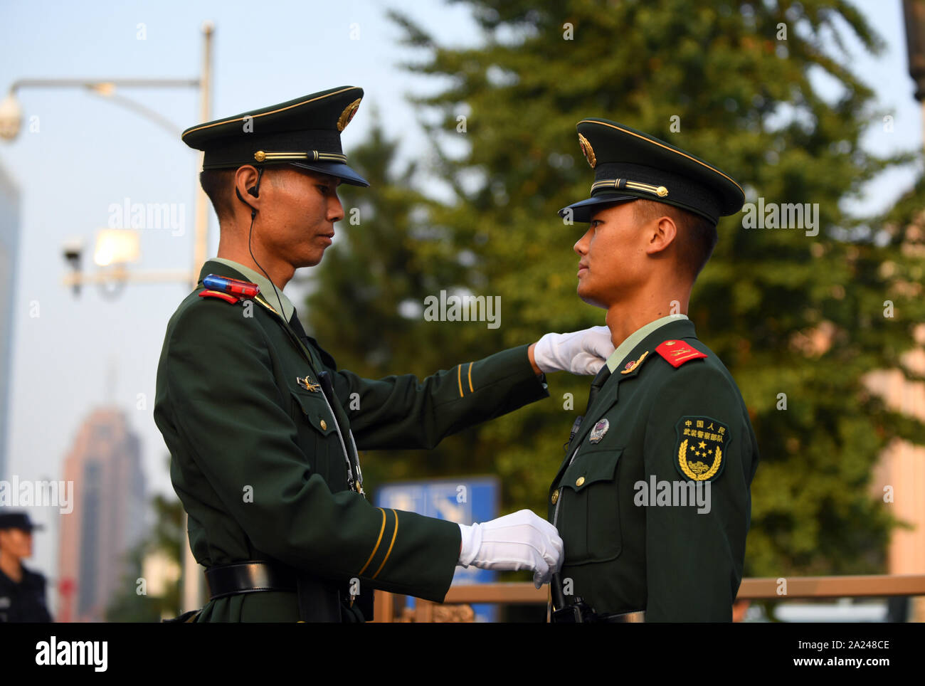 Beijing, China. 1st Oct, 2019. Members of the Chinese People's Armed ...
