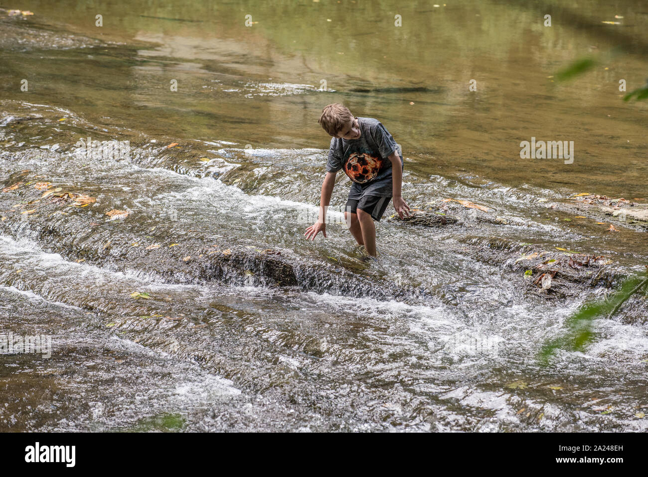 Young boys enjoy exploring in creek Stock Photo - Alamy