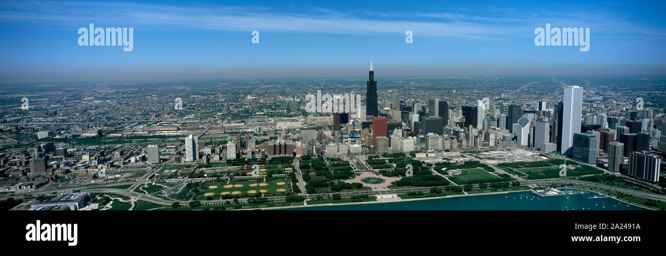 Panorama aerial of Chicago, Illinois Stock Photo - Alamy