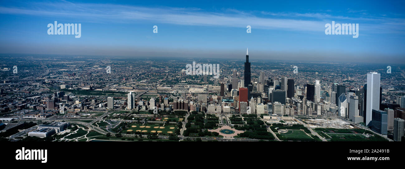 Panorama aerial of Chicago, Illinois Stock Photo - Alamy