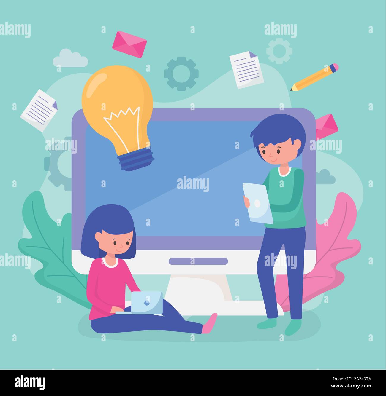 students laptop computer idea pencil school education online image ...