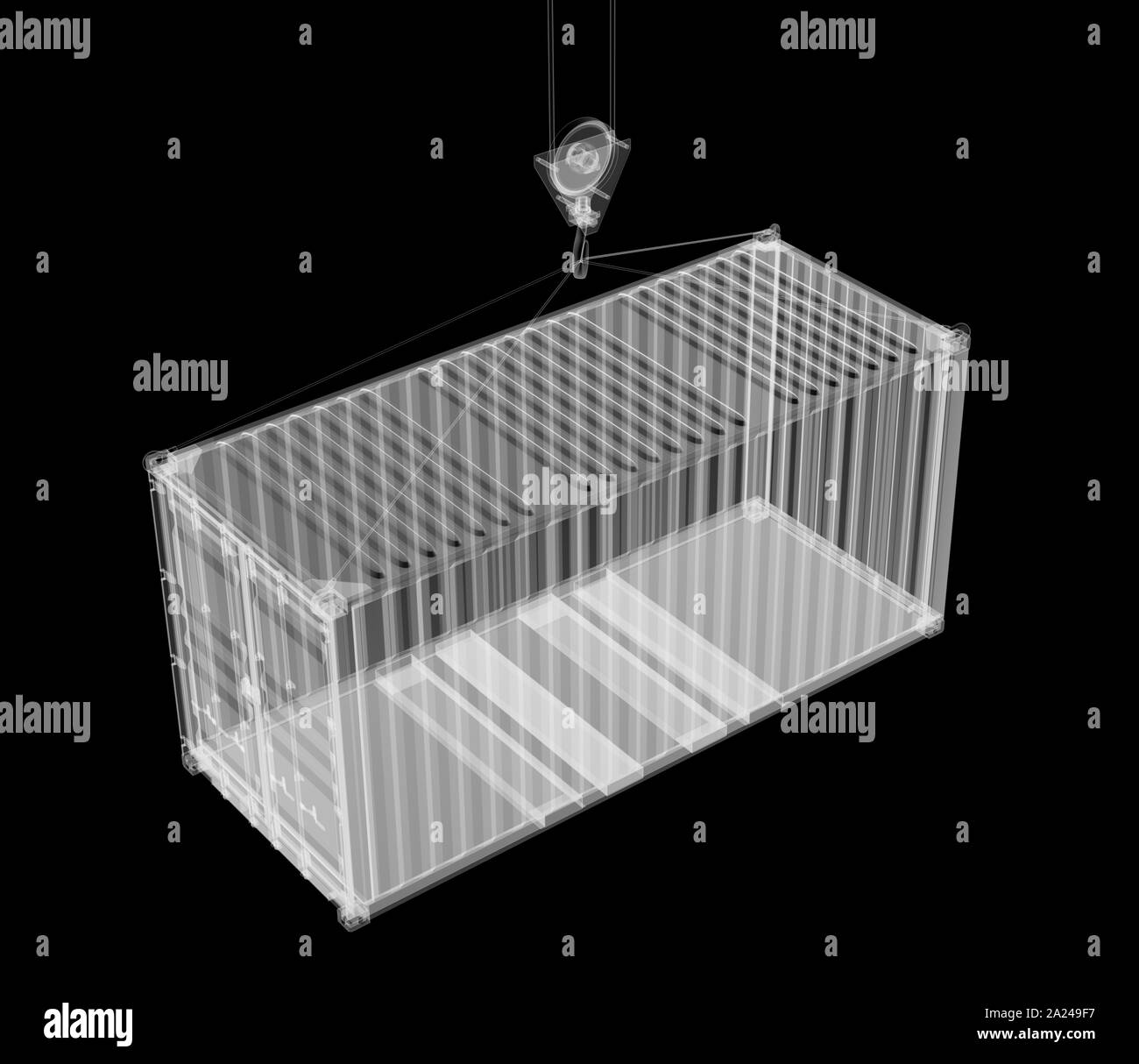 X-ray shipping container isolated on black. 3D rednering Stock Photo ...
