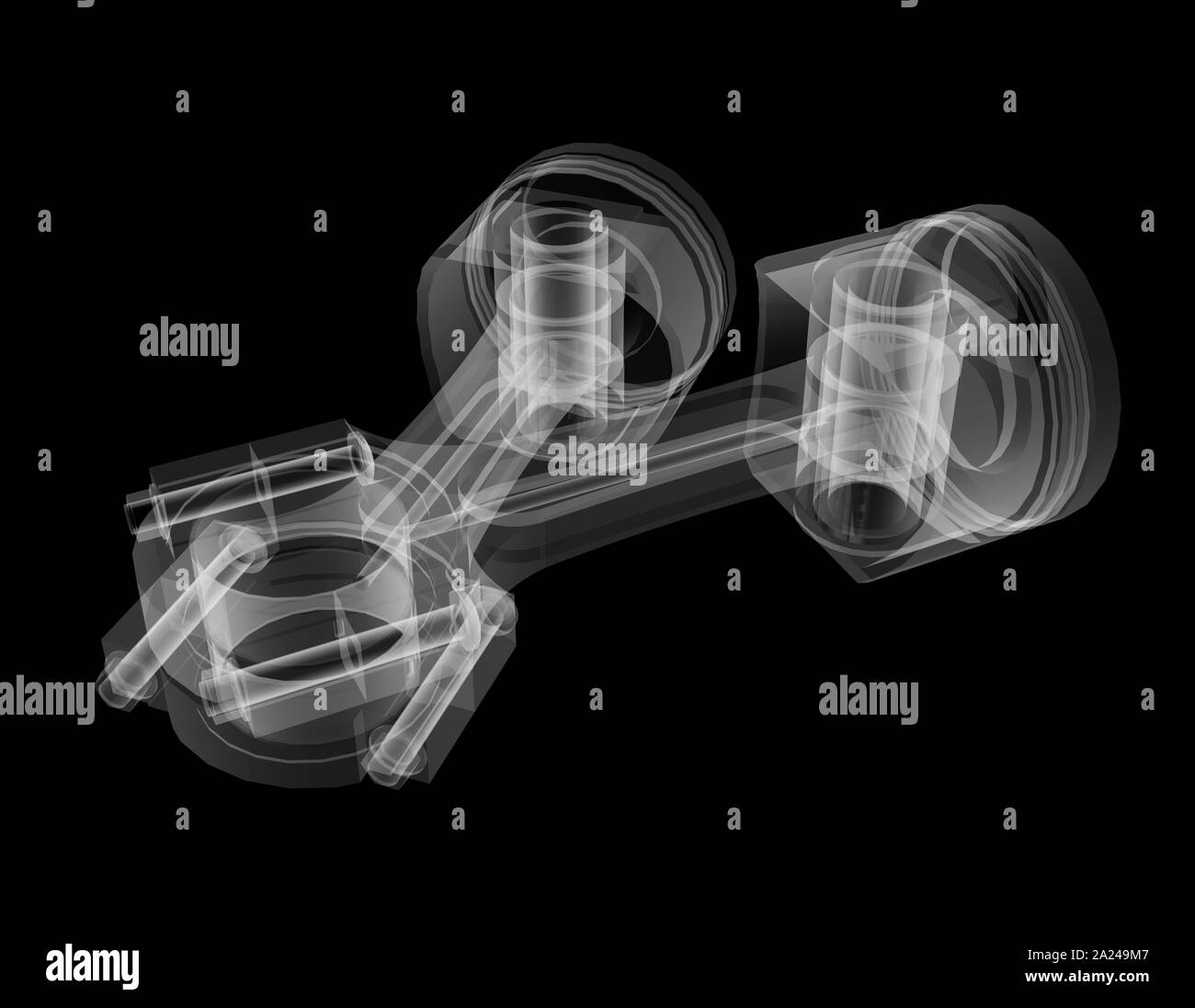 Piston X-Ray style. Isolated on black background. 3D illustration Stock ...