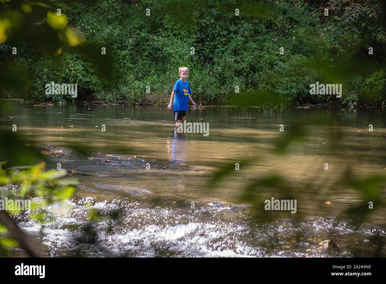 Kids splashing in creek hi-res stock photography and images - Alamy