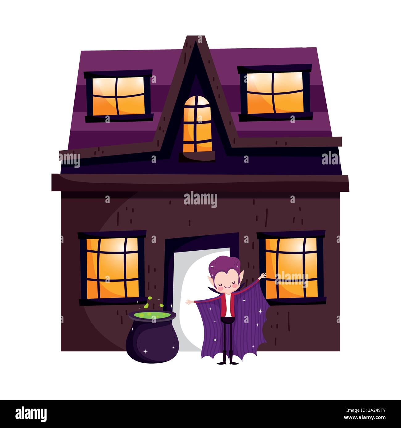 boy dracula costume cauldron house trick or treat happy halloween ...