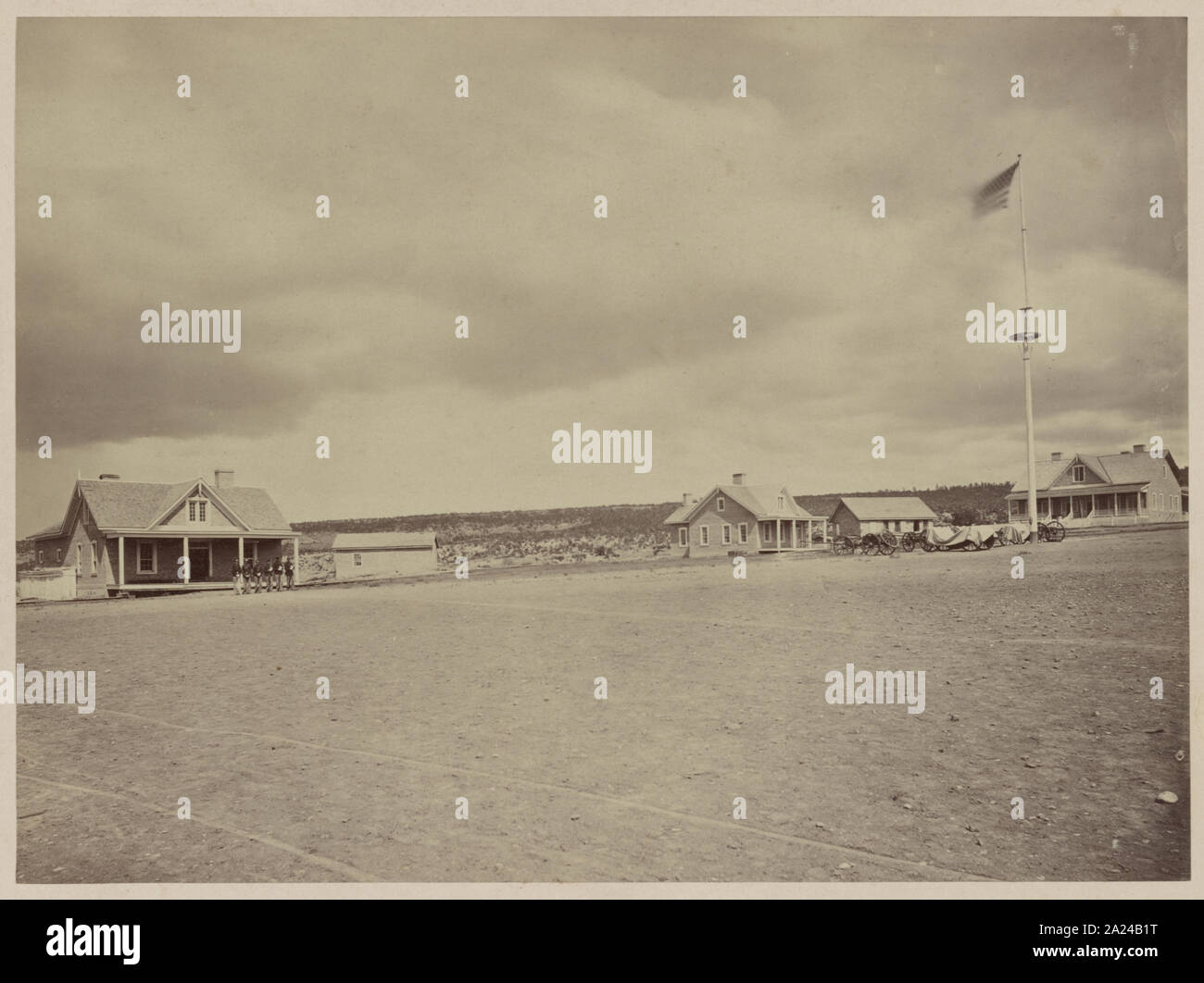 Parade ground at Fort Wingate, 1873 / T. H. O'Sullivan, phot Stock ...