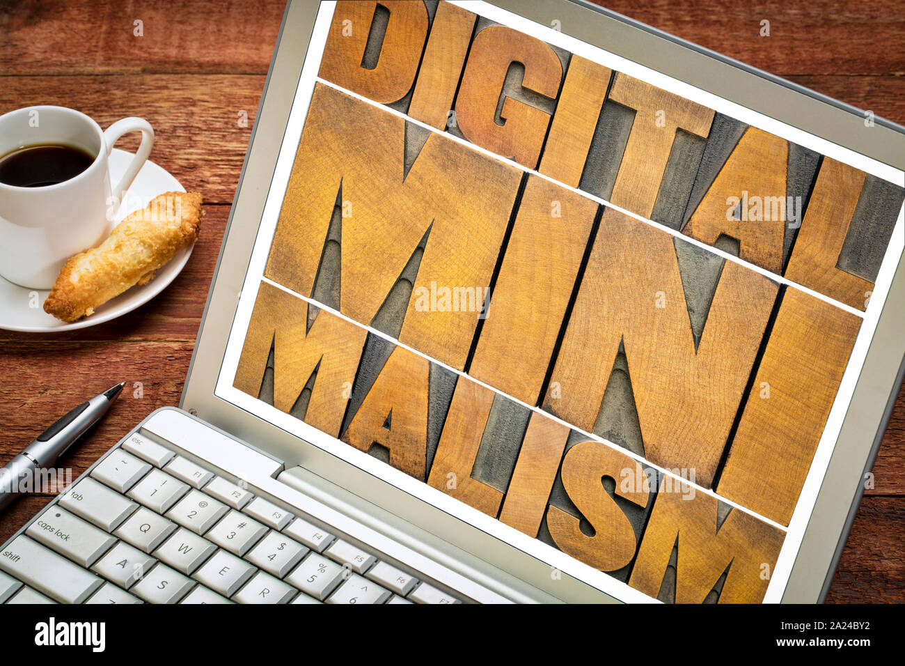 digital minimalism concept - word abstract in letterpress wood type ...