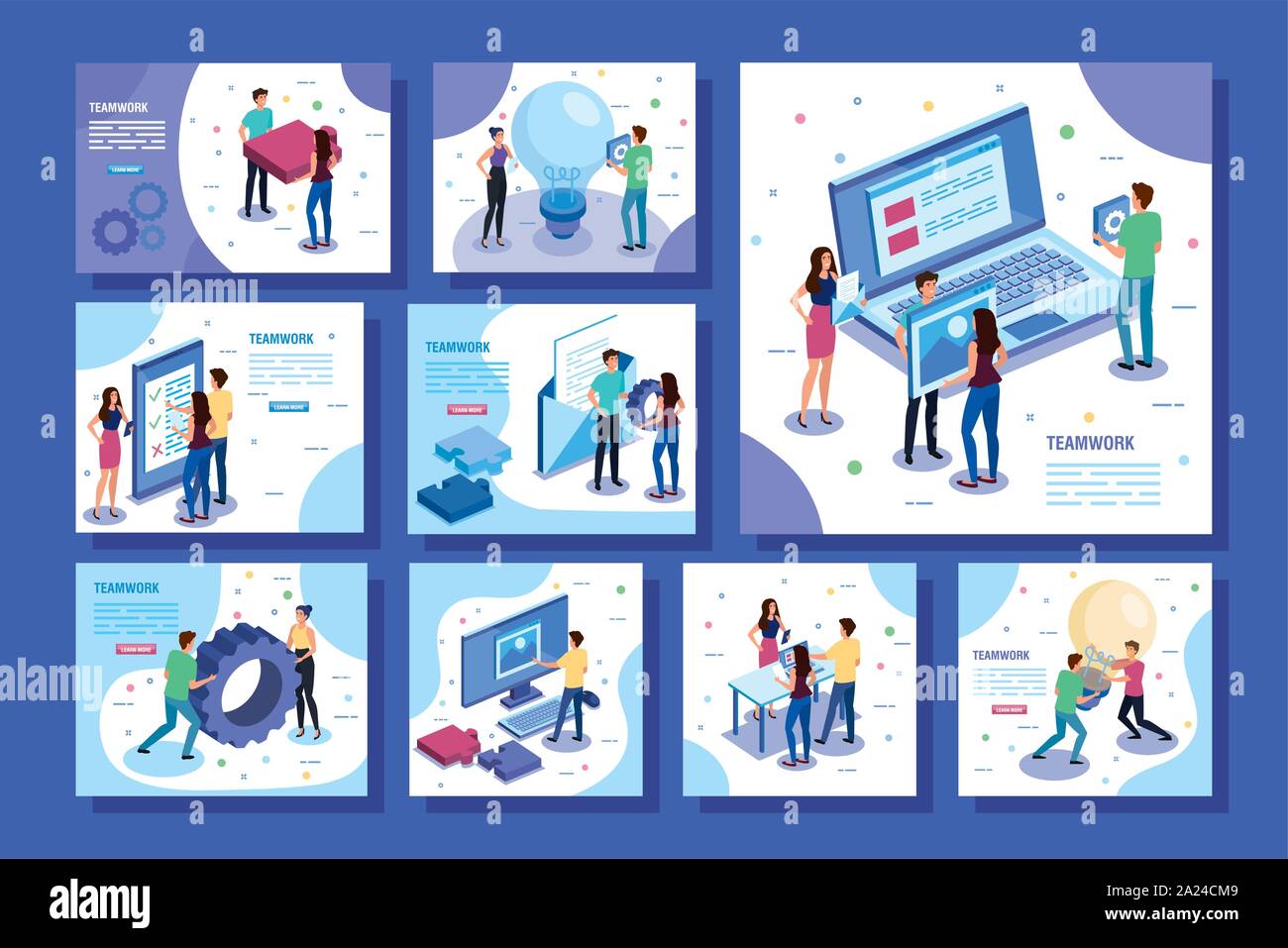 set of scenes teamwork people Stock Vector Image & Art - Alamy
