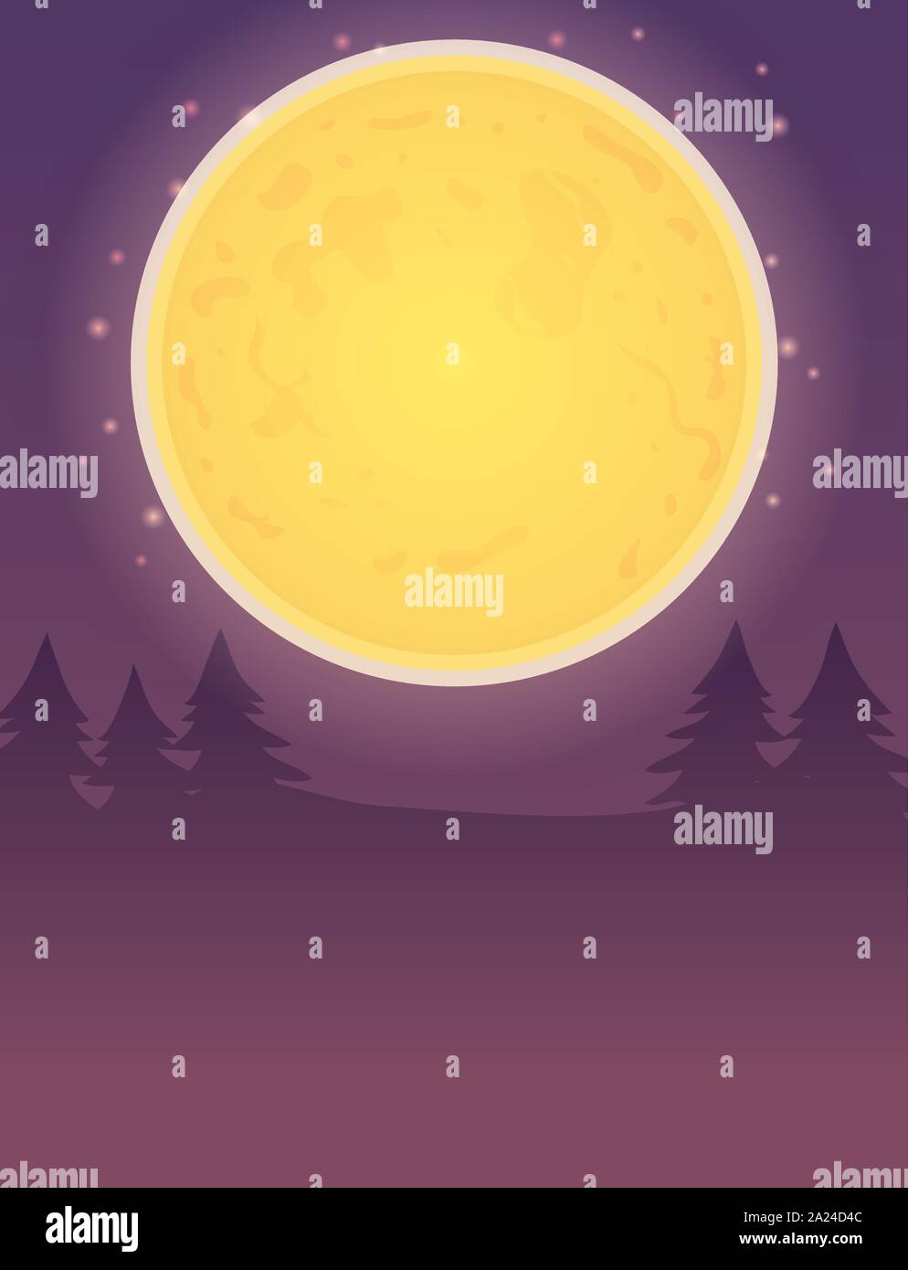 forest trees pine stars night moon trick or treat happy halloween ...