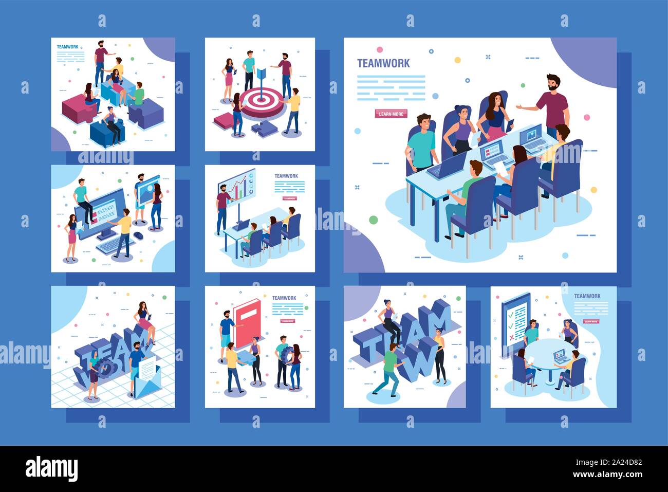 set of scenes teamwork people Stock Vector Image & Art - Alamy