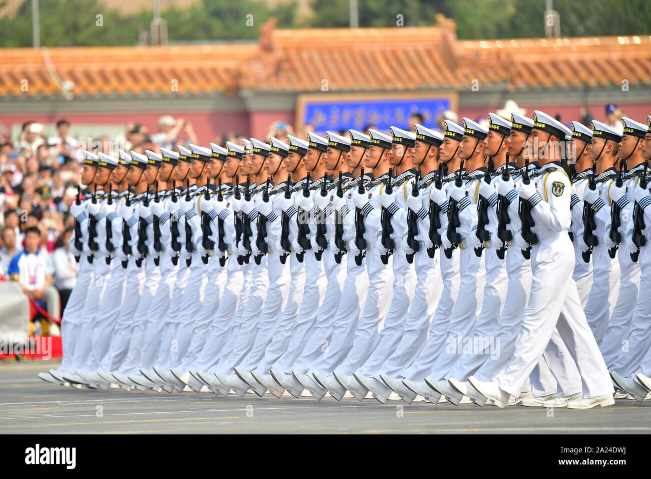 Beijing, China. 1st Oct, 2019. The formation of the naval forces of the ...