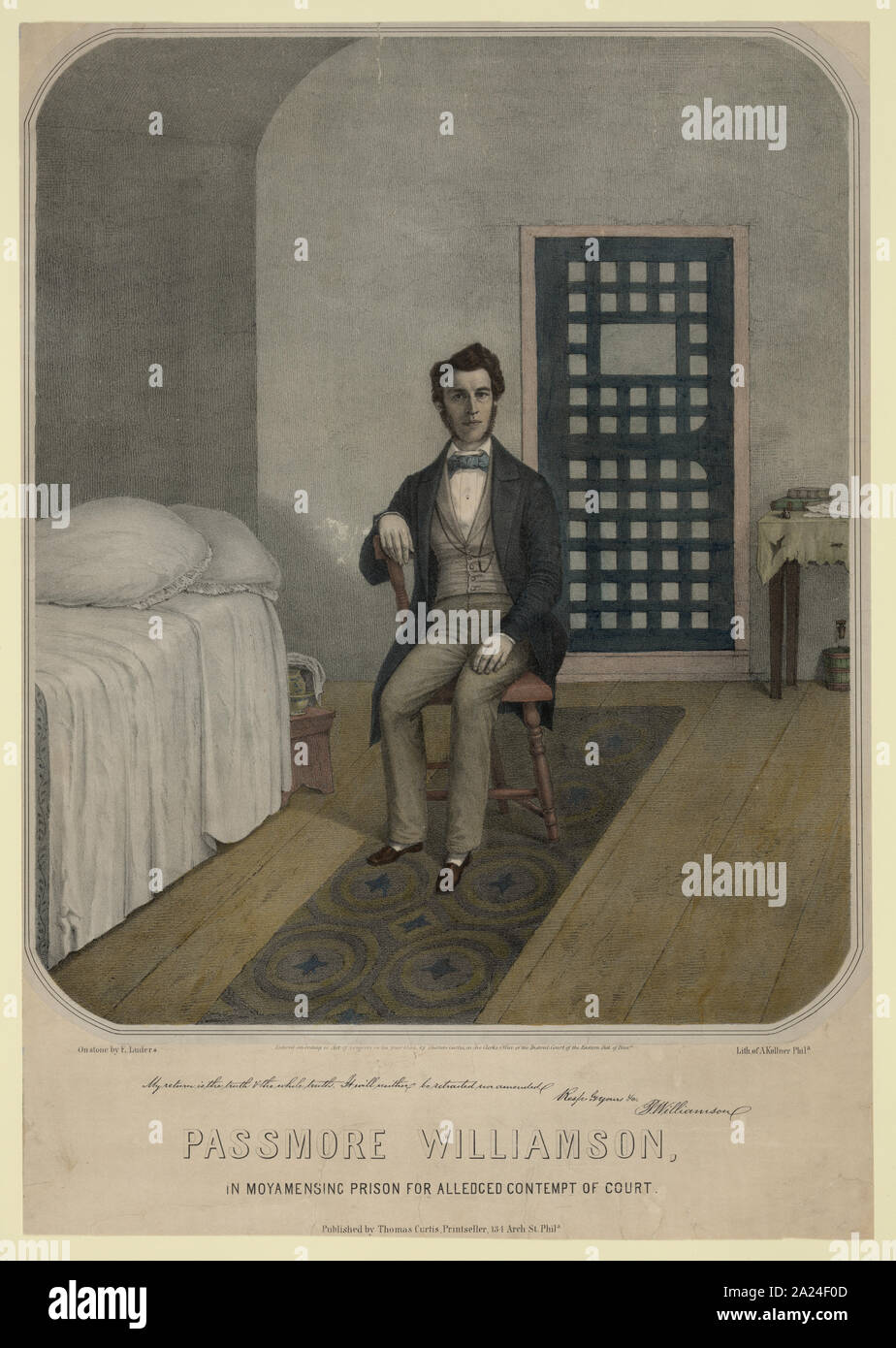 Passmore Williamson, in Moyamensing Prison for alledged contempt of ...