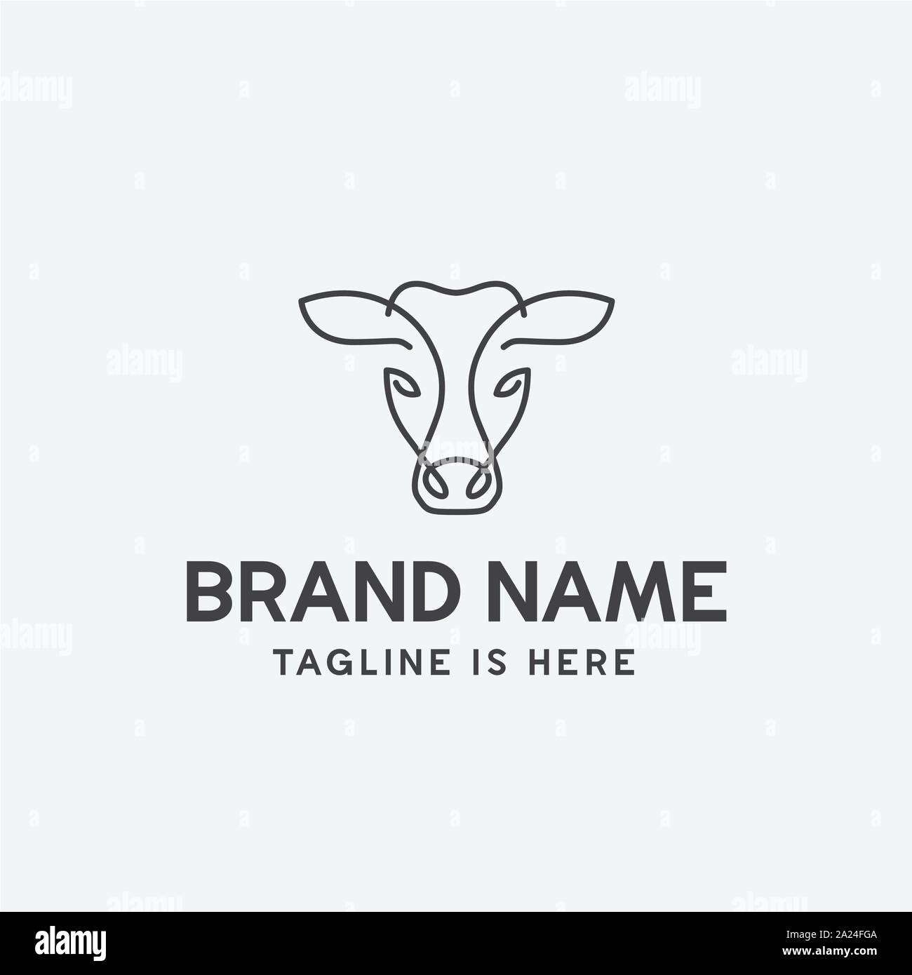 cow head linear logo design vector, cow linear emblem, cow head ...