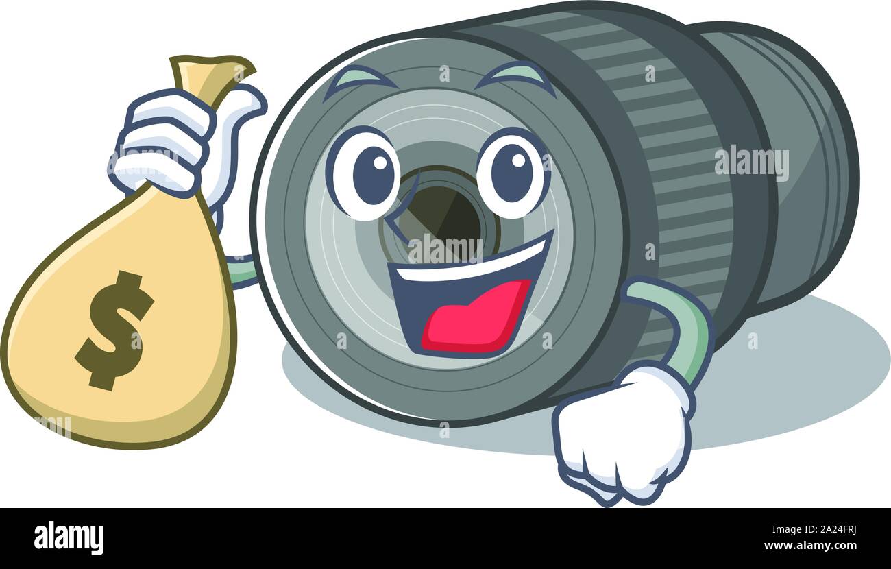 With money bag zoom lens mascot isolated with character Stock Vector ...