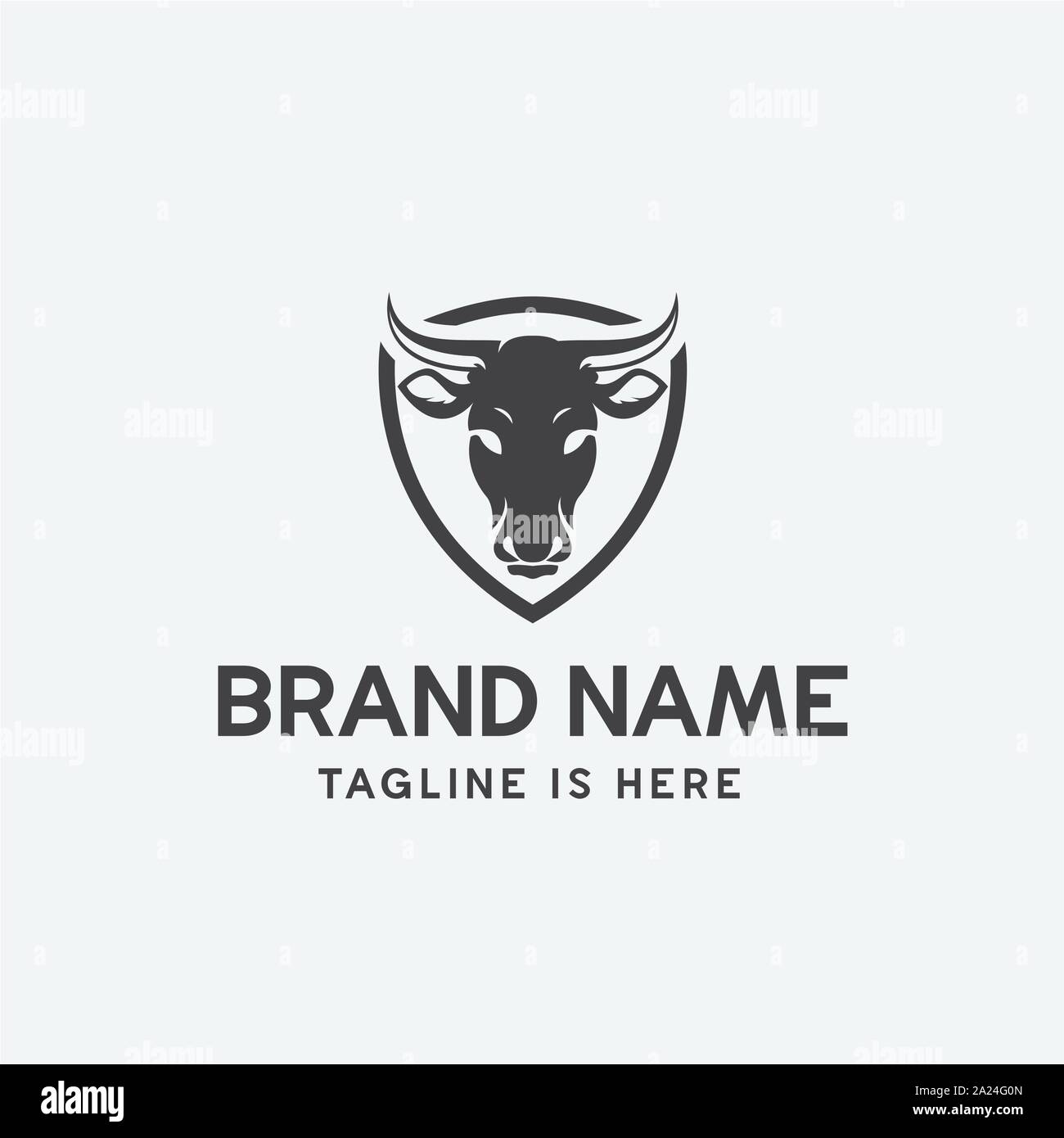 cow head with shield logo design vector, cow shield emblem, long horned ...