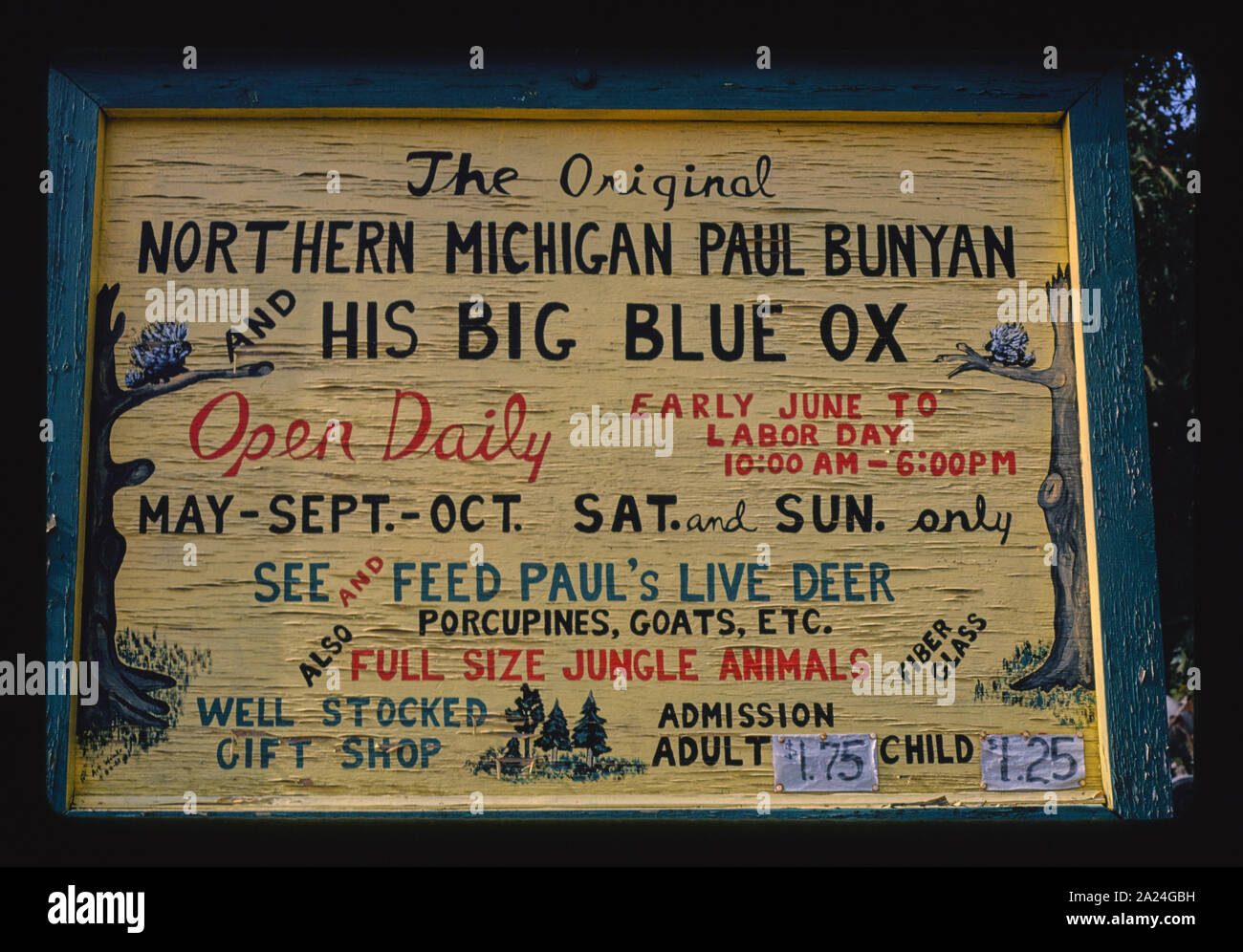 Paul Bunyan's Lookout sign, Route 23, Spruce, Michigan Stock Photo - Alamy