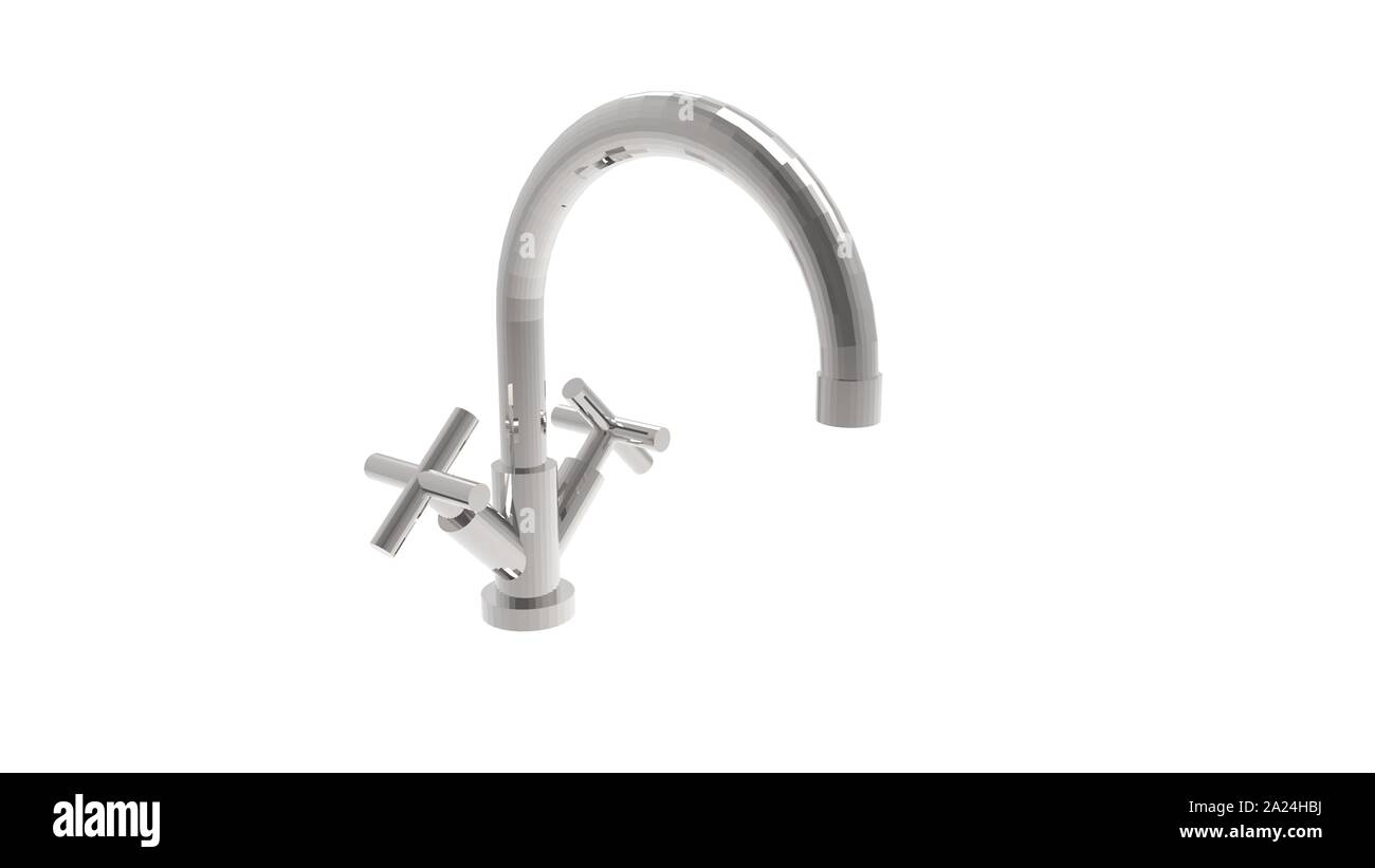 3d rendering of a water tap isolated in white studio background Stock ...