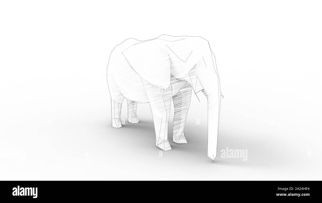 3d rendering of an elephant isolated in white studio background Stock ...