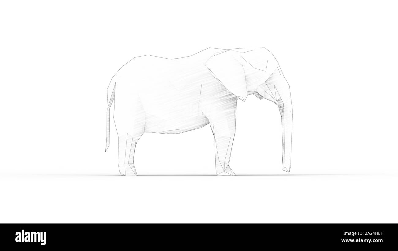3d rendering of an elephant isolated in white studio background Stock ...
