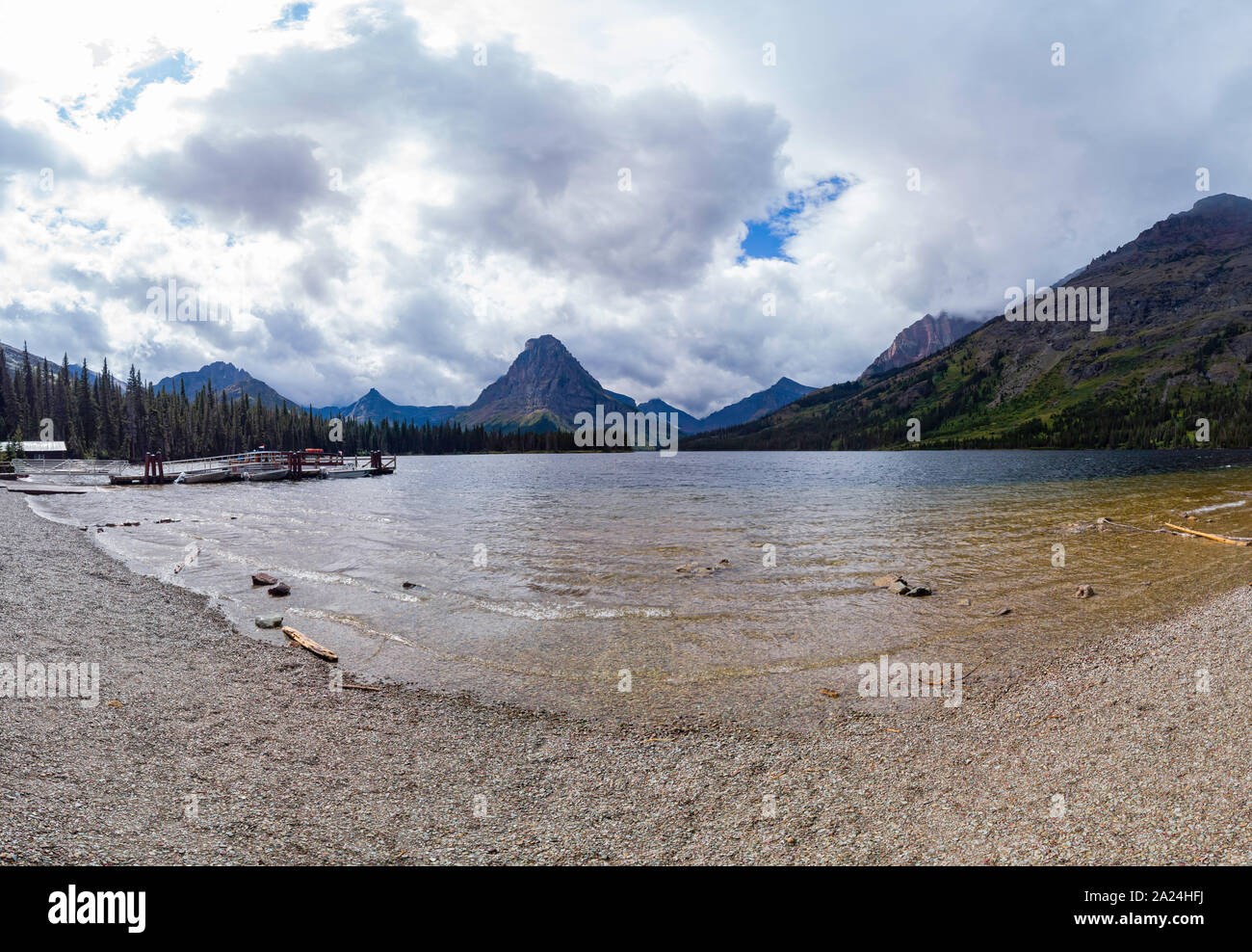 Beautiful landscape of the Two Medicine Lake in Glacier National Park ...