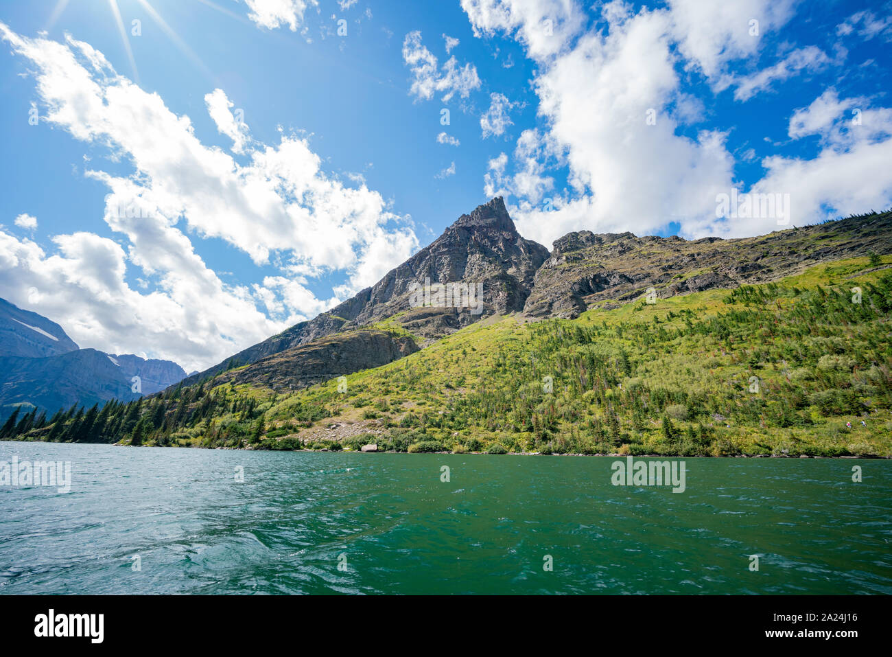 Beautiful landscape of Lake Josephine in the Many Glacier area of the ...