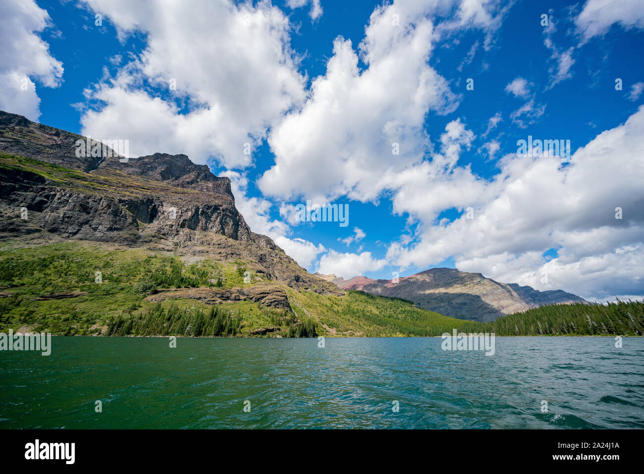 Beautiful landscape of Lake Josephine in the Many Glacier area of the ...