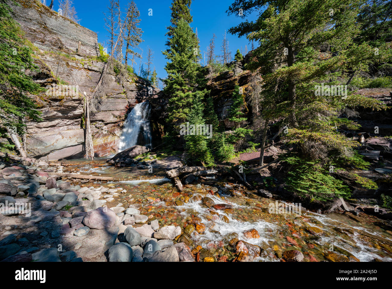 Baring Falls at the Saint Mary Lake, Glacier National Park, Montana ...