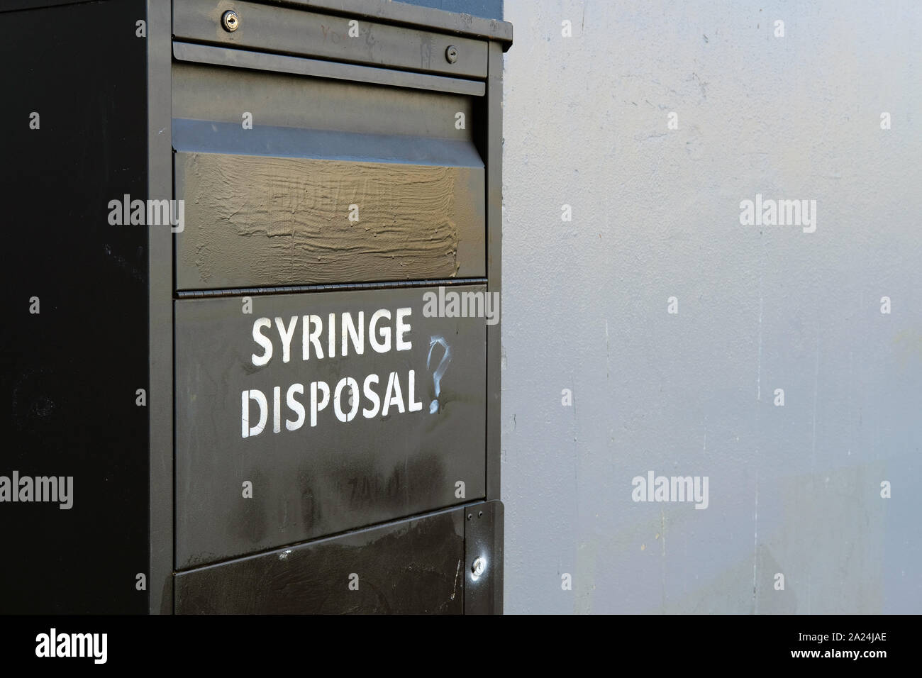 Syringe disposal bin for drug users and diabetics in downtown San ...