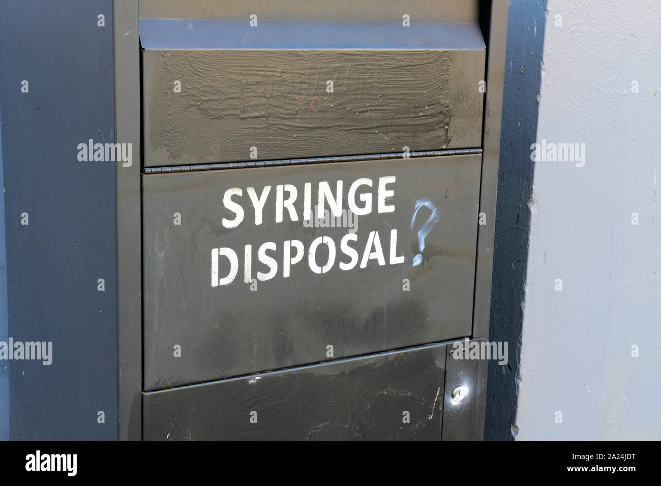 Syringe disposal bin for drug users and diabetics in downtown San ...