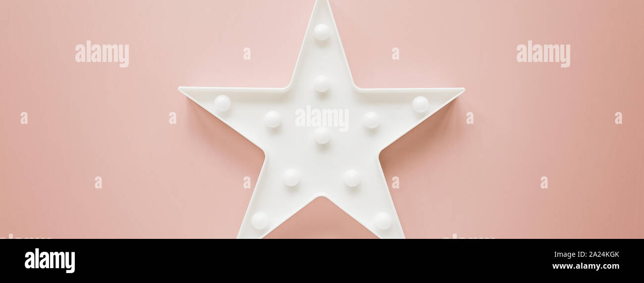 Star shaped white LED lights. Horizontal long banner for web design ...