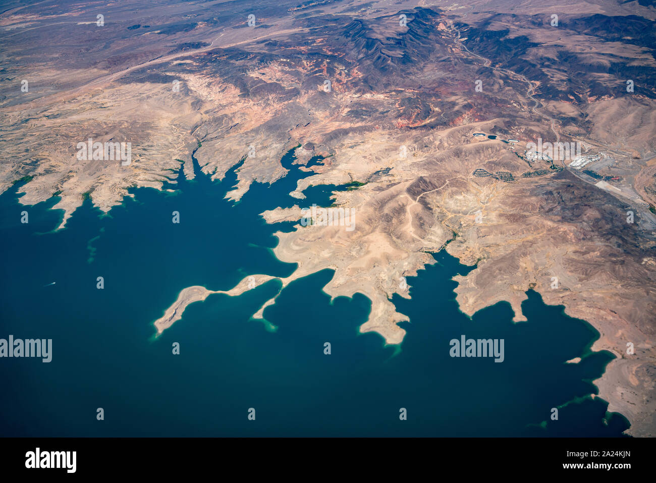 Aerial view of the famous Lake Mead National Recreation Area from an ...