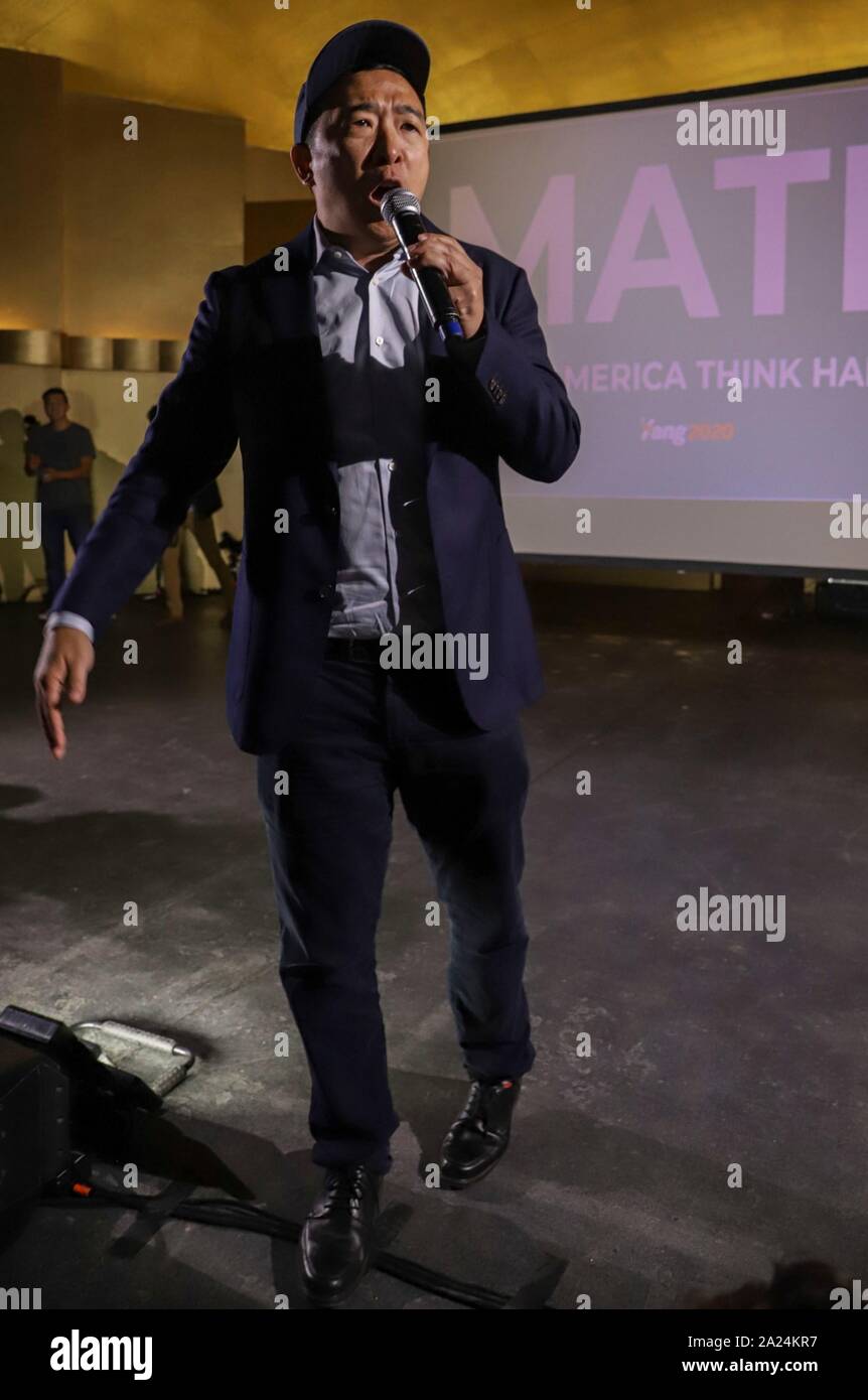 Los Angeles, CA. 30th Sep, 2019. Andrew Yang at a public appearance for ...