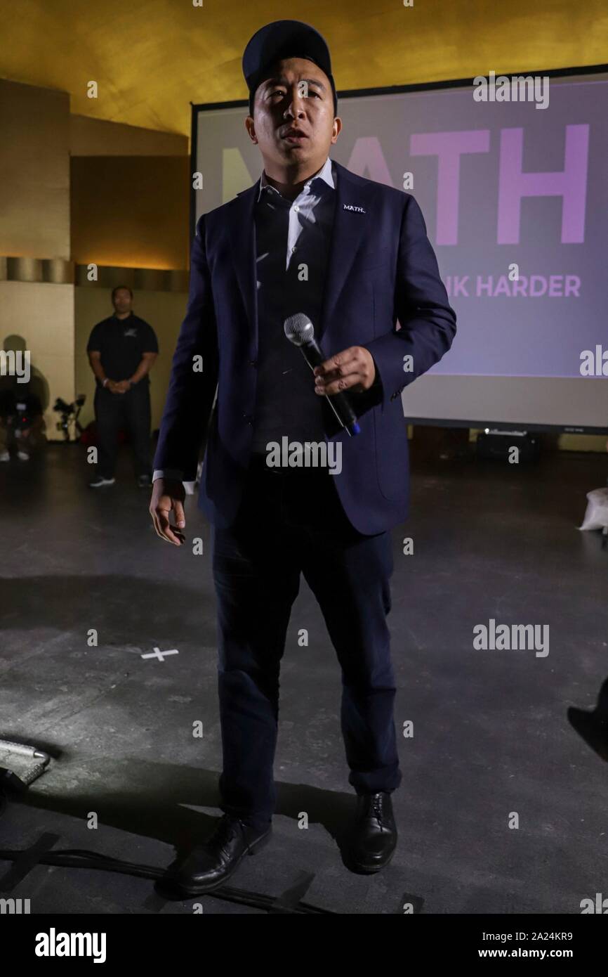 Los Angeles, CA. 30th Sep, 2019. Andrew Yang at a public appearance for ...