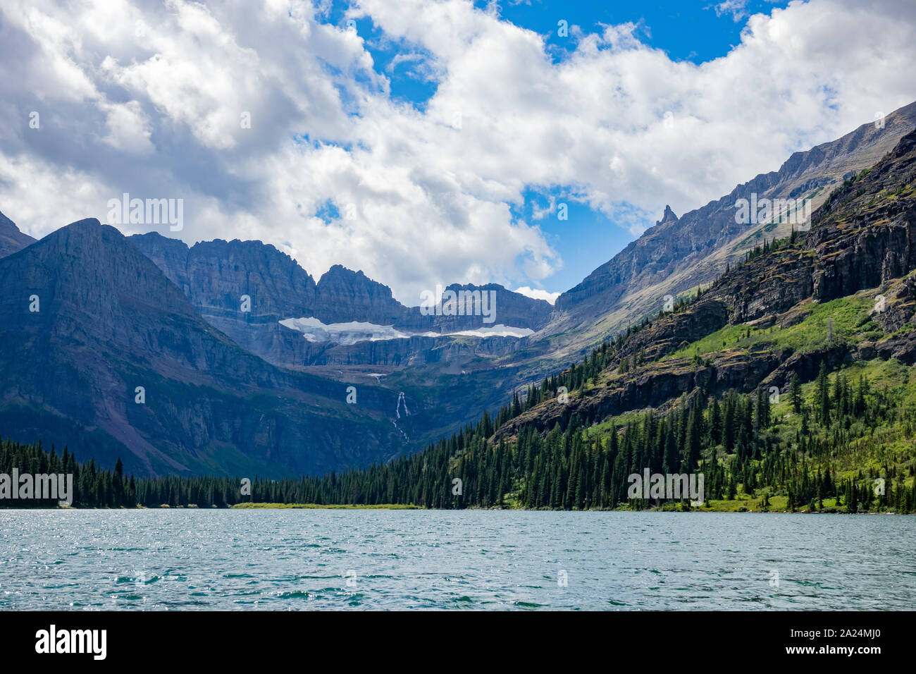 Beautiful landscape of Lake Josephine in the Many Glacier area of the ...
