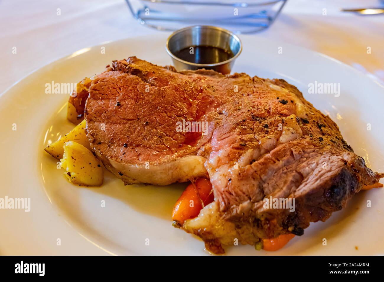 Close up shot of fried beef steak, ate at Glacier National Park ...
