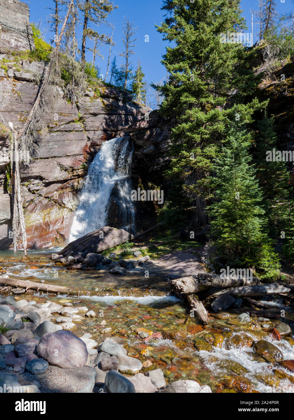 Baring Falls at the Saint Mary Lake, Glacier National Park, Montana ...